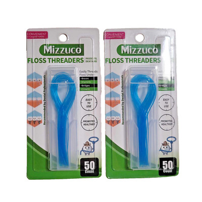 Mizzuco Dental Floss Threaders for Braces Bridges Implants Crowns 2PKx ...