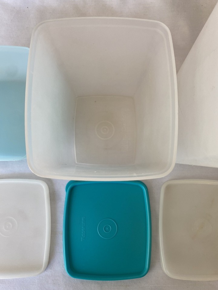 3 Tupperware Square Rounds Freezer Stacking Containers 312/1 qt 1311/1 ...