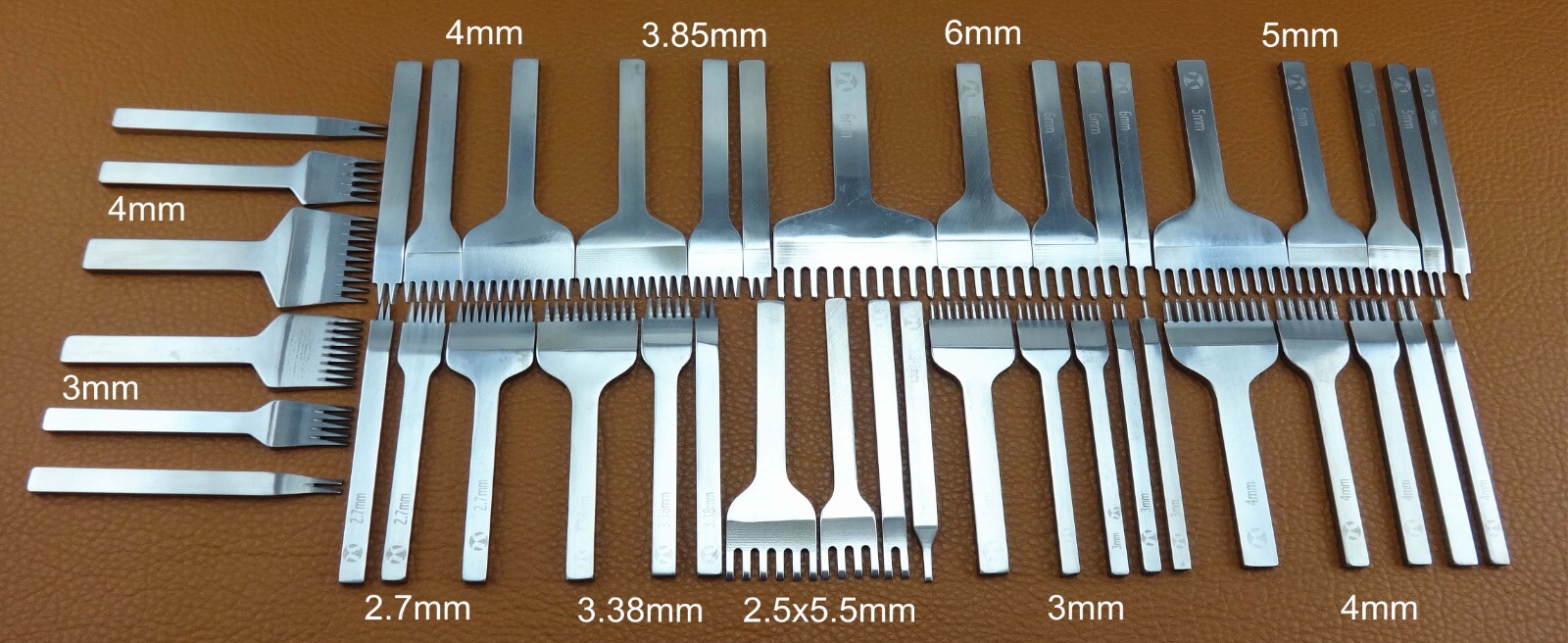 42pc Leather Craft Sew Stitching Pro Line Lacing Chisel Pricking Iron ...