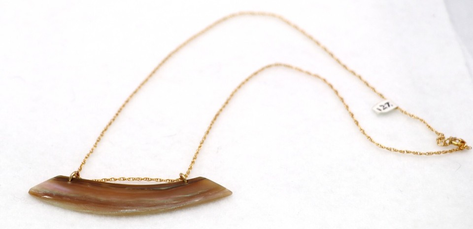 Abalone Hand Carved Shell Pendant Gold Plate Chain 18" Necklace ~ New ...