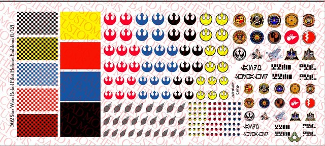 1/12 Scale Decals: Star Wars Rebel Pilot custom Helmet Set - Waterslide ...