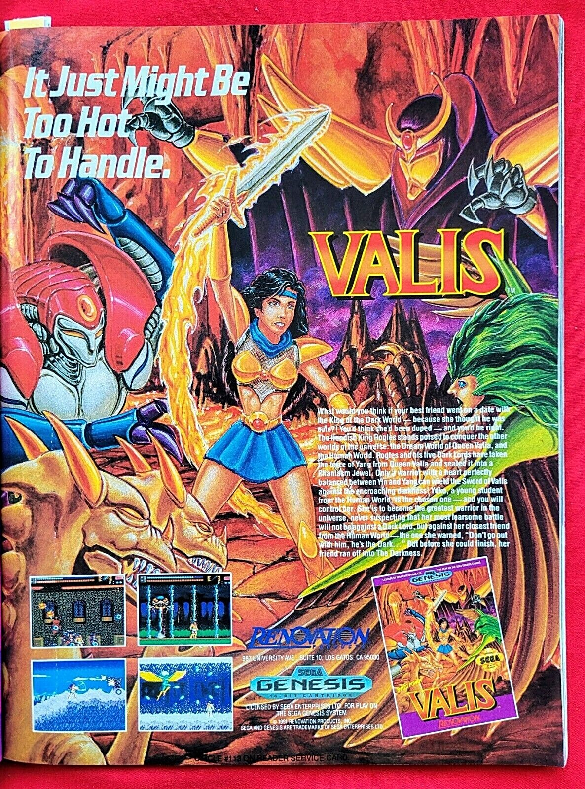 RARE! 1992 VALIS Sega Genesis Video Game - Official Promo PRINT AD | eBay