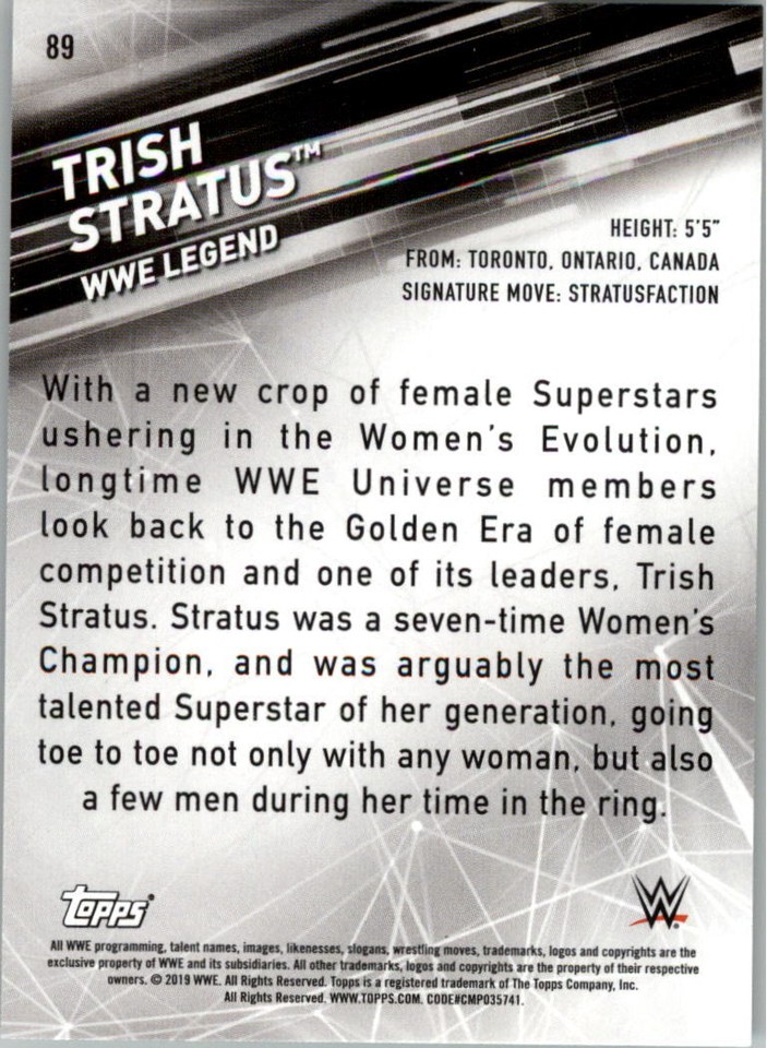 2019 Topps WWE SmackDown Live Green #89 Trish Stratus - NM-MT | eBay