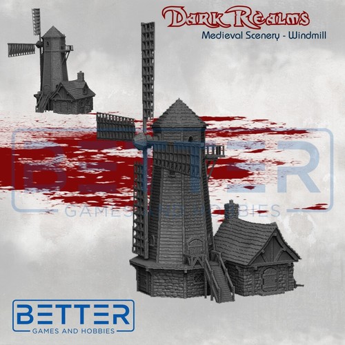 Windmill - Medieval Rural. (28mm, 15mm) 3d printed Tabletop Terrain ...