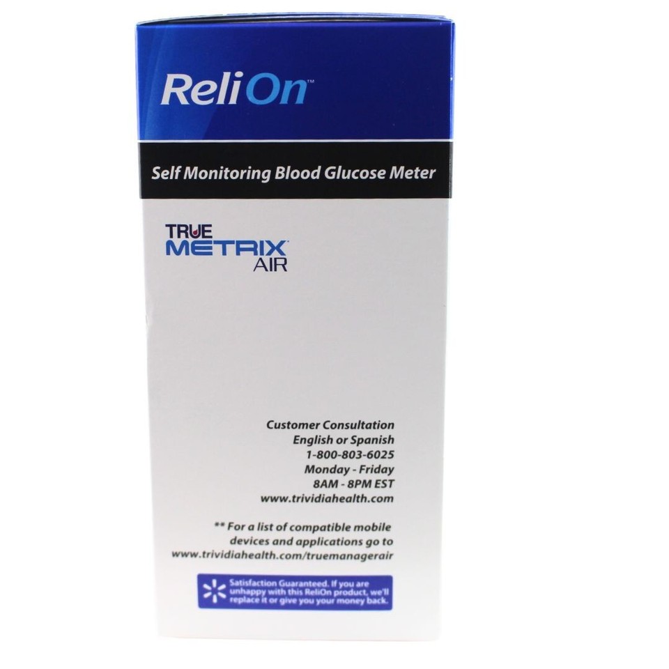 ReliOn TRUE METRIX Air Self-Monitoring Blood Glucose Meter Bluetooth ...