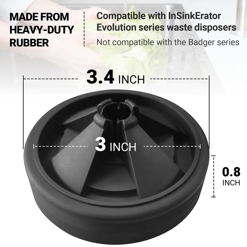 2-Pack Garbage Disposal Rubber Drain Insert - 3 3/8" Garbage Disposal ...