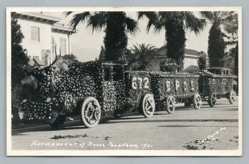 BPOE Train Rose Bowl Parade Float PASADENA Los Angeles RPPC Antique ...