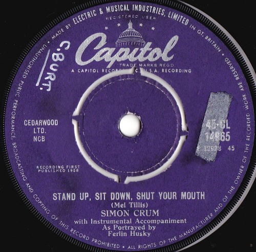Simon Crum ORIG UK 45 Stand up sit down EX ’58 Rockabilly Capitol ...