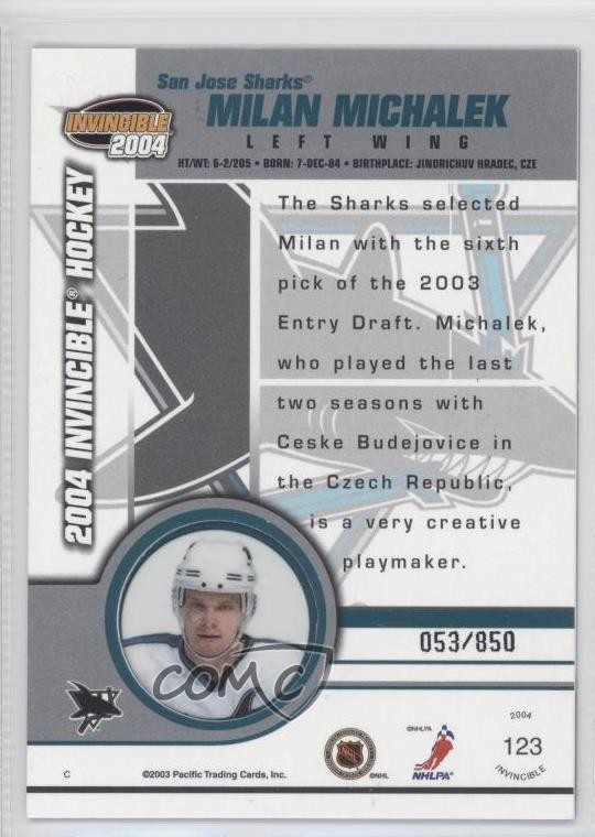2003-04 Pacific Invincible Red /850 Milan Michalek #123 Rookie RC | eBay