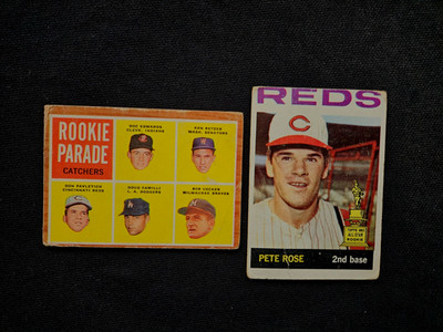 1962 1964 Topps #594 SP #125 Pete Rose Bob Uecker Rookie Parade ...
