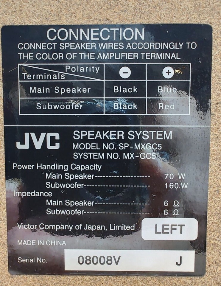 VTG JVC MX-GC5 CA-MXGC5 COMPACT STEREO COMPONENT SYSTEM 460W FINAL ...