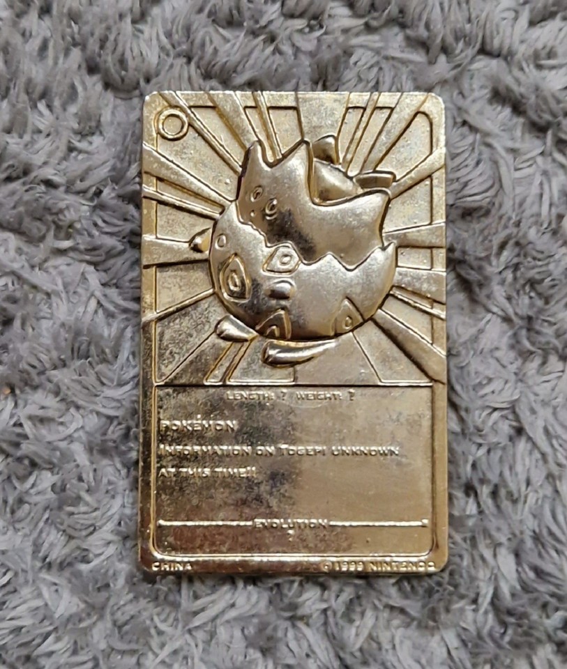 Pokemon Togepi 23k Gold Plated Trading Card 1999 Burger King Limited ...