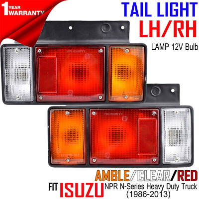 Pair Tail Lights Rear Back Lamp + Bulb Fits Isuzu NPR N-Series Heavy ...