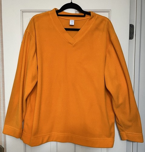 Lands End Woman’s Yellow Orange Fleece V-Neck Pullover (Size Large) | eBay
