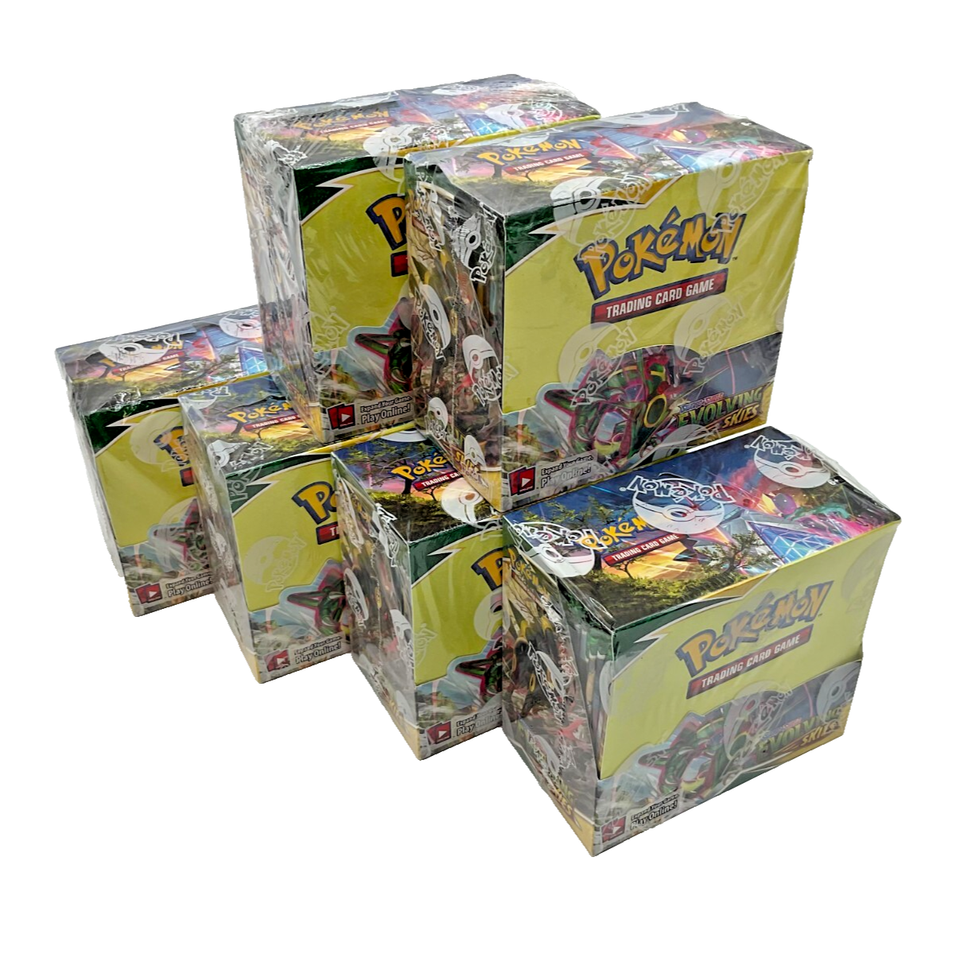 Lot of (6) Pokemon TCG: SWSH07 Evolving Skies Sealed Booster Box OPEN ...