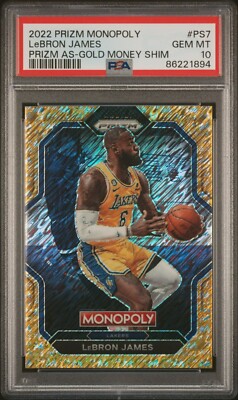 2022-23 Panini Gold Money Shimmer Monopoly #PS7 LeBron James /500 PSA ...