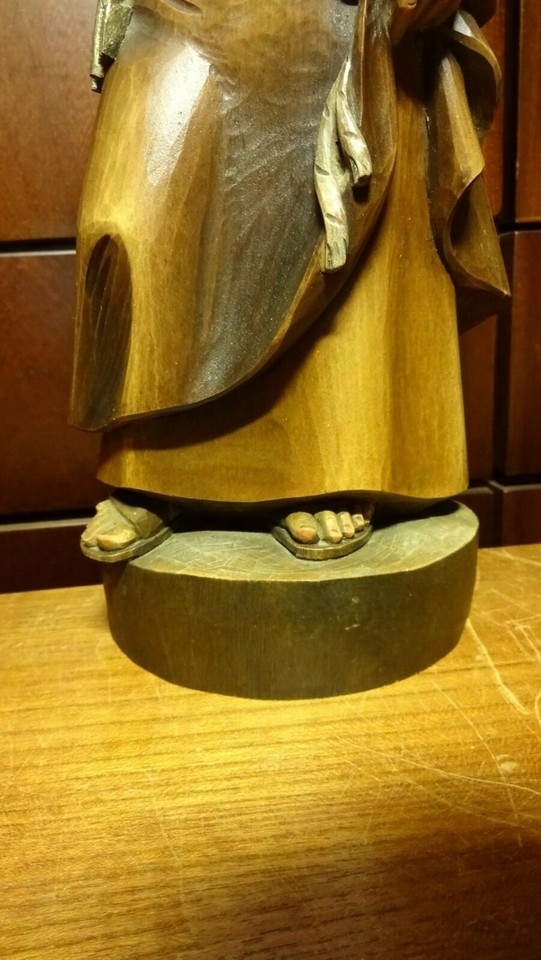 13" HAND CARVED WOOD CATHOLIC MONK FRIAR BROTHER CONRAD STATUE FIGURE ...