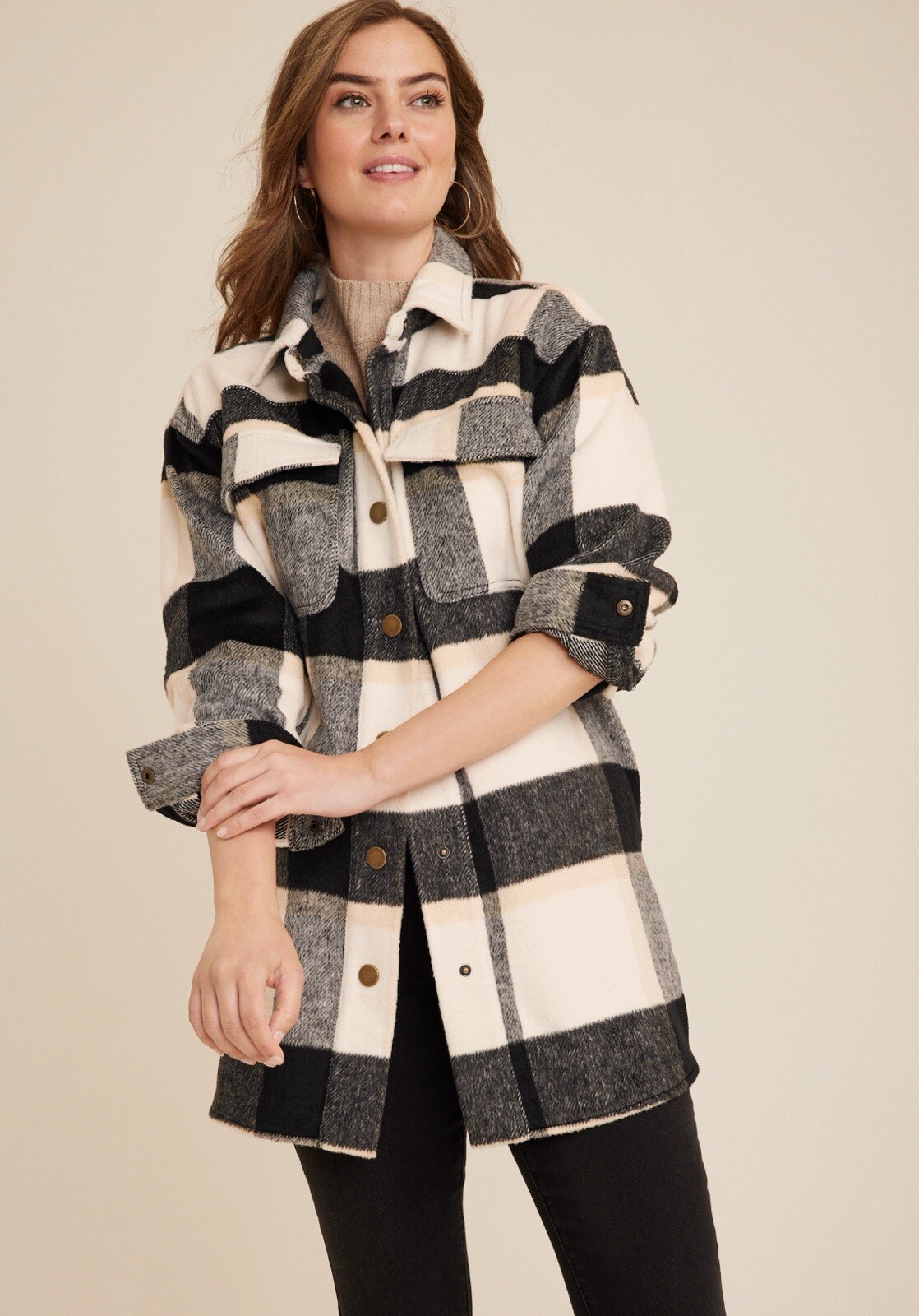 Maurice’s Black White Buffalo Plaid Shacket Women’s Sz 2X NWT Fall ...