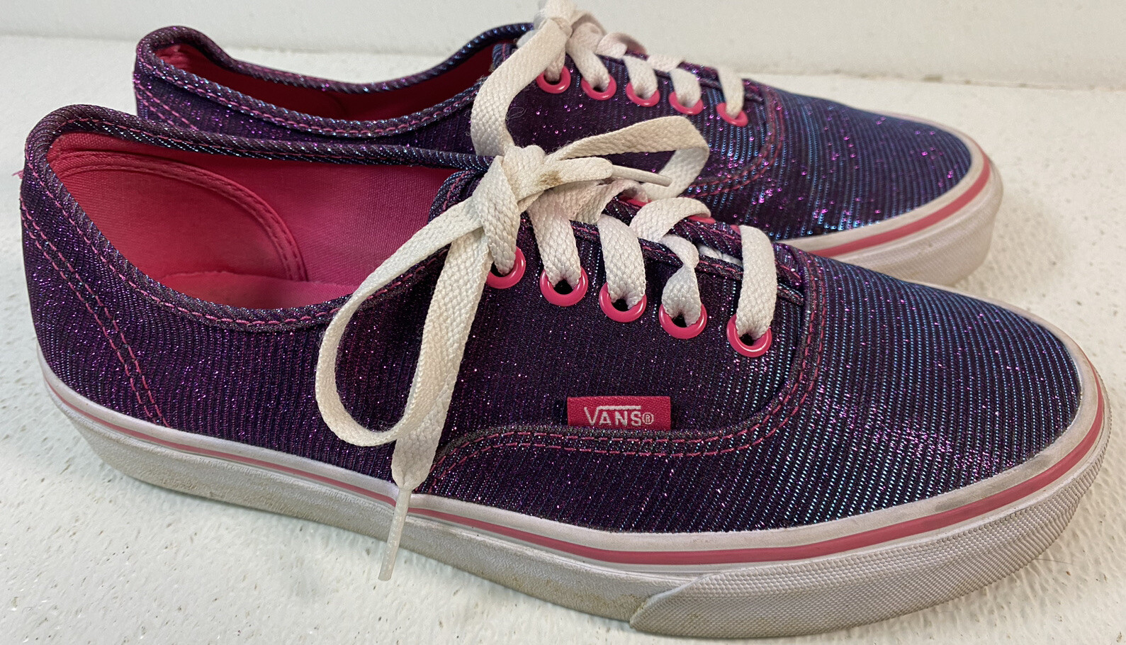 VANS Pink/Blue Iridescent Off The Wall Sneakers Women… - Gem
