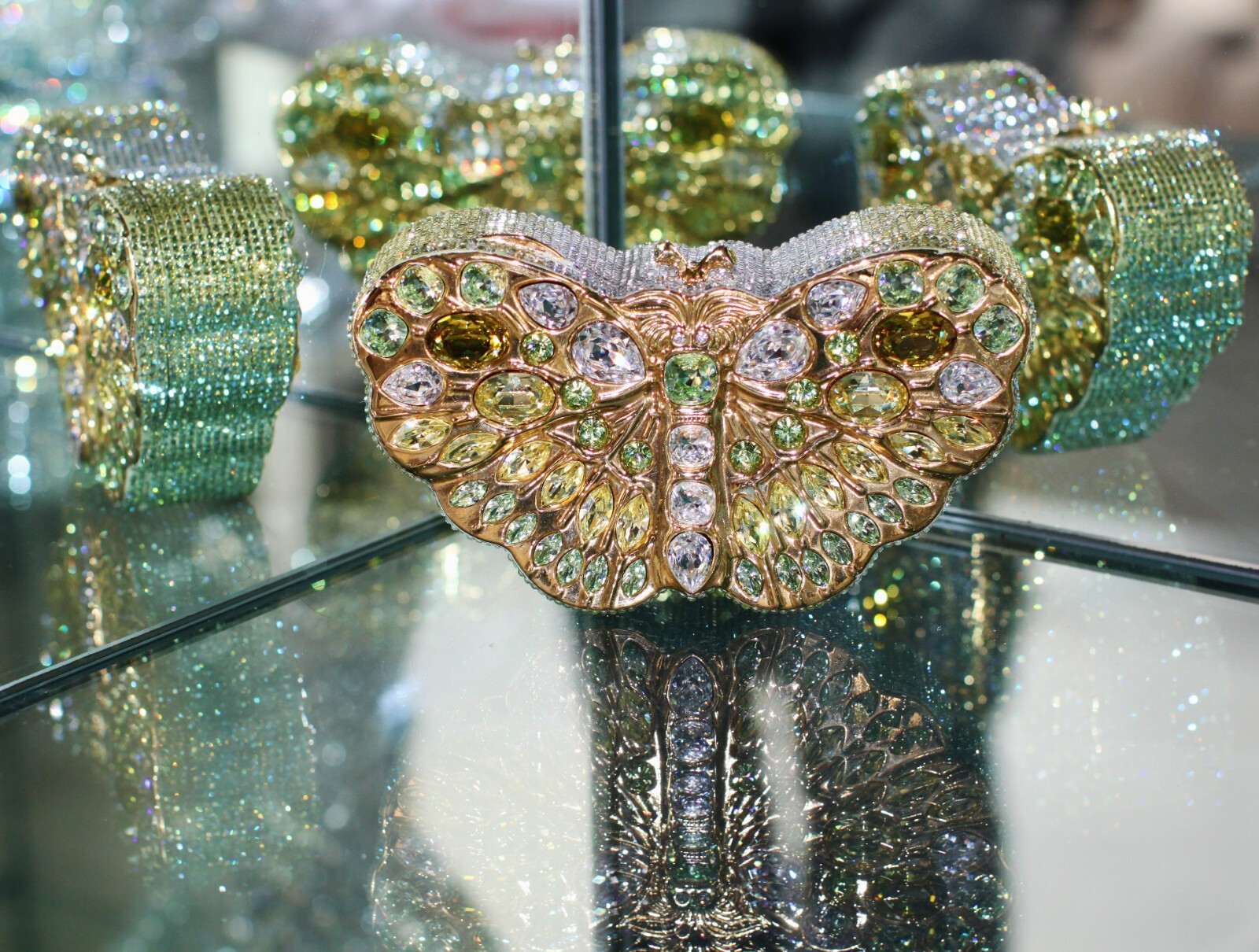 JUDITH LEIBER SWAROVSKI CRYSTAL CELESTRINA GOLD BUTTERFLY BAG ...