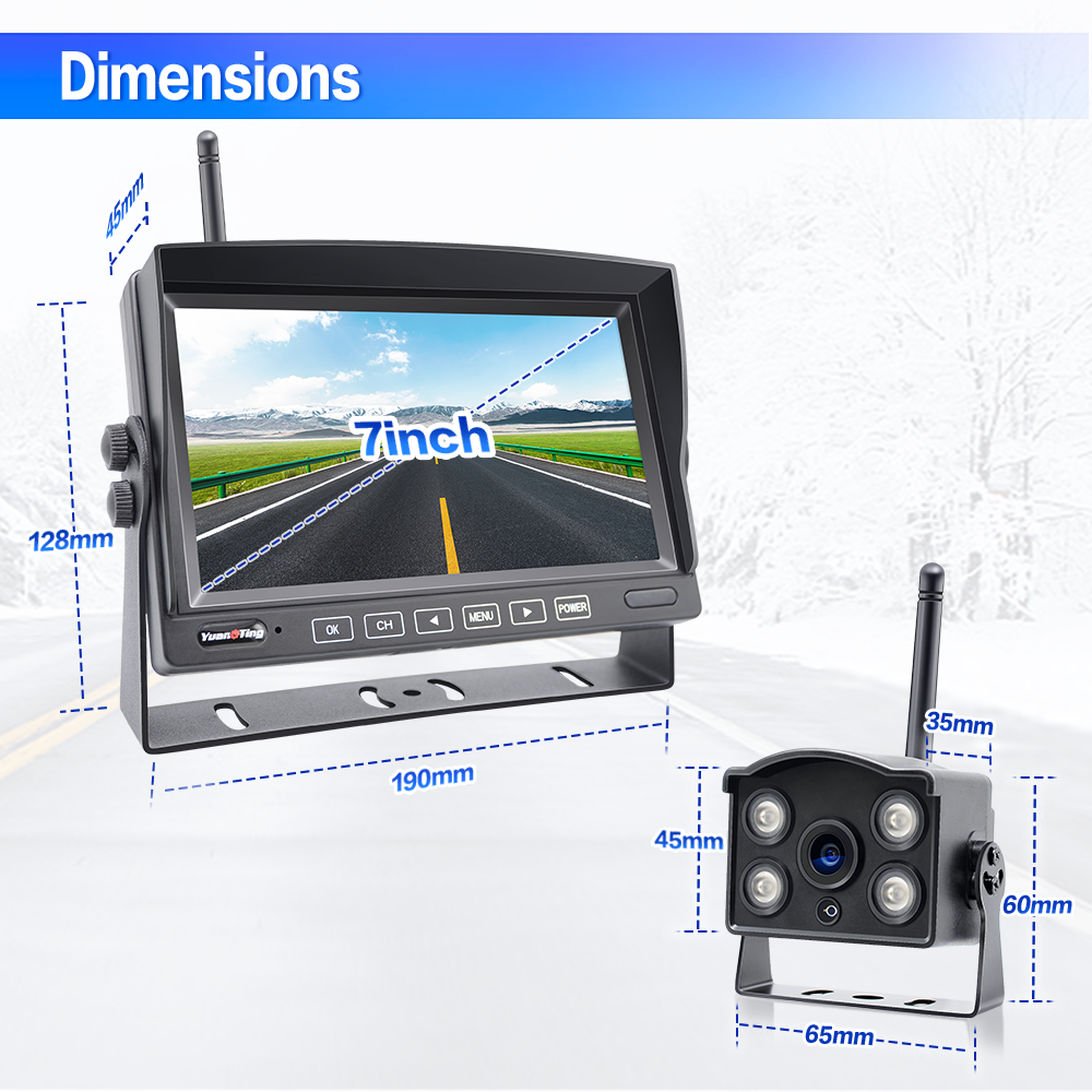 Wireless IR Backup Camera 7'' Rear View Monitor Paring System For Truck ...