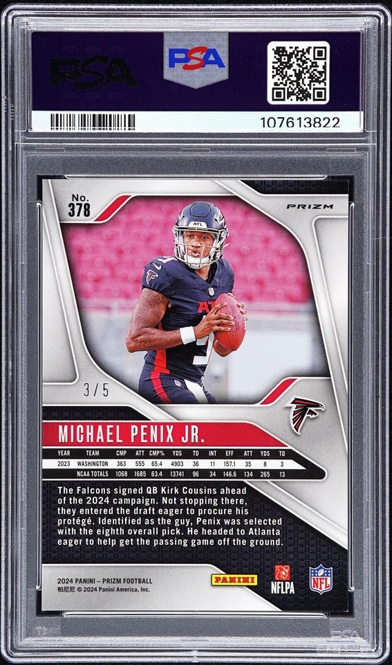 2024 Panini Prizm Gold Vinyl Prizm /5 Michael Penix Jr. #378 PSA 9 | eBay