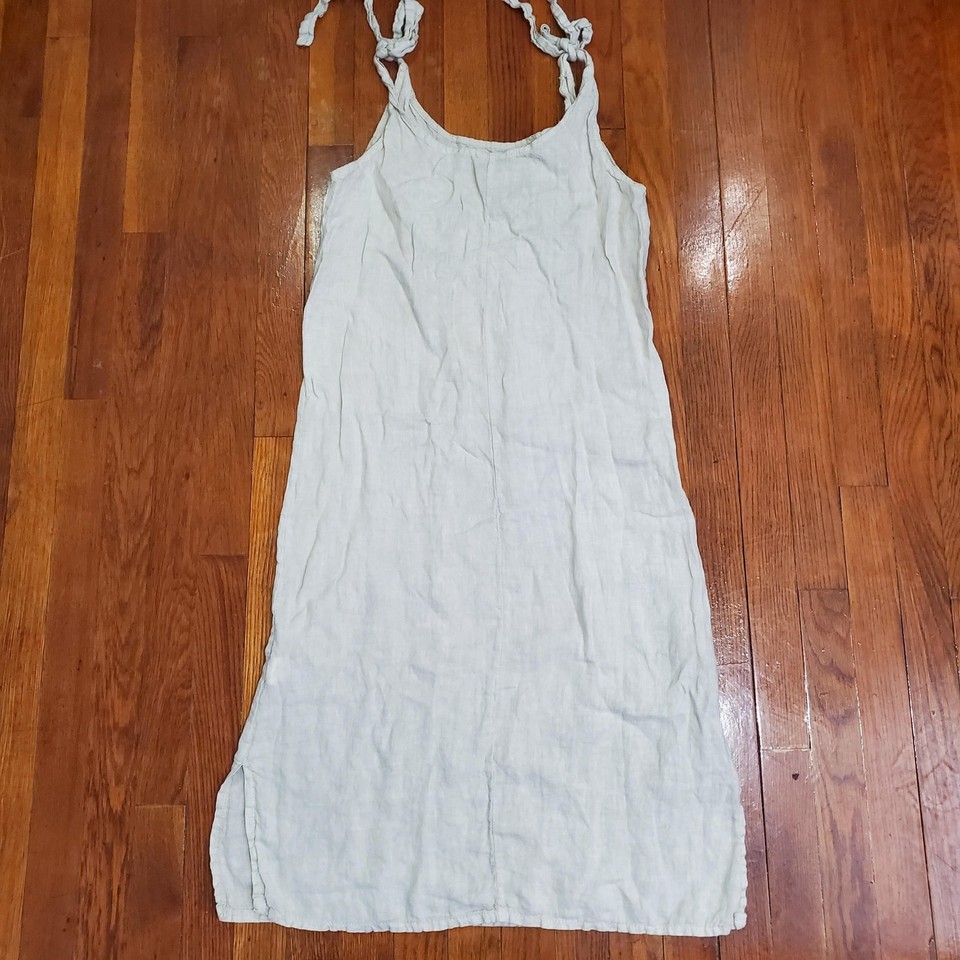 Valentina Naldi Linen Dress Womens Small White Maxi Summer Sundress ...