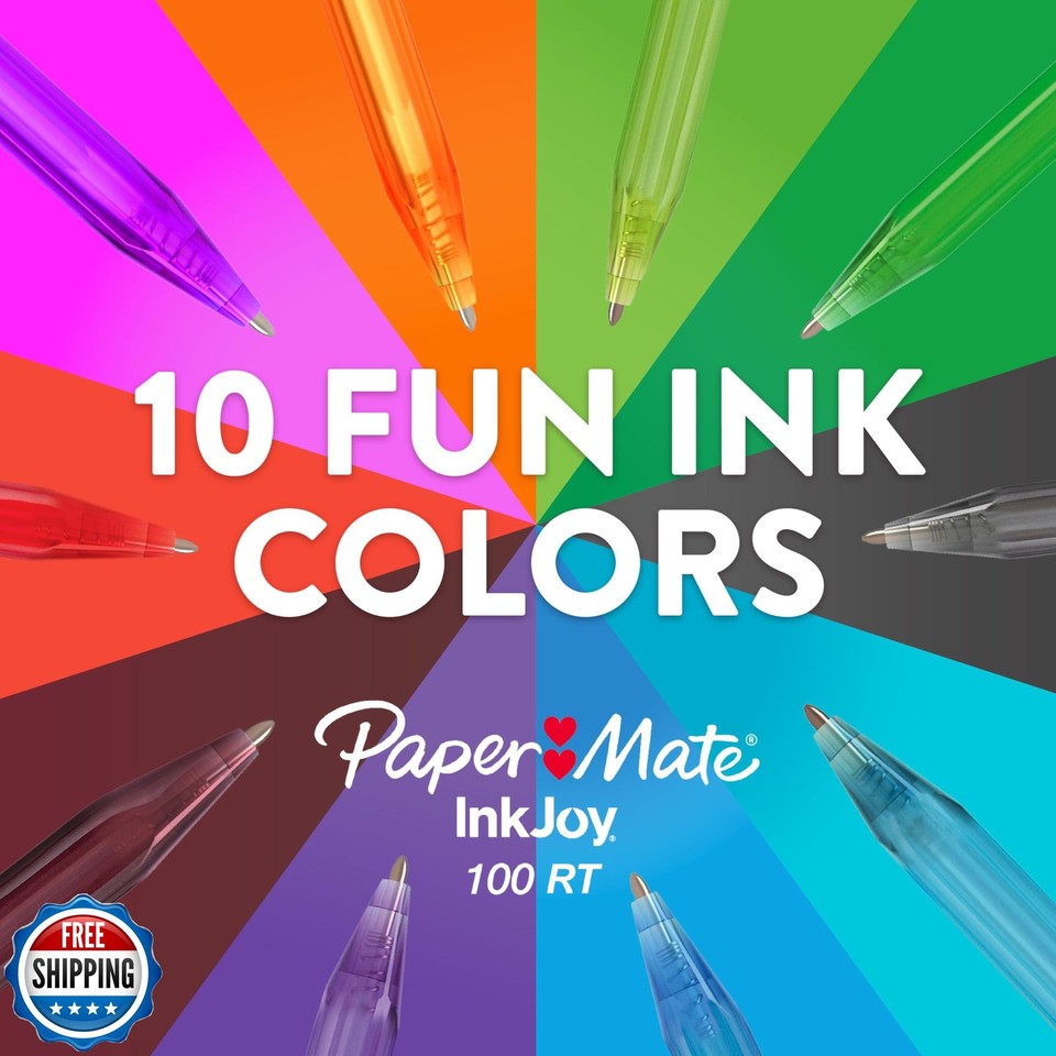 Paper Mate InkJoy 100RT Retractable Ballpoint Pens, Medium Point | eBay