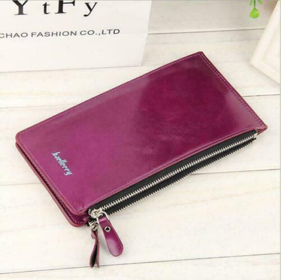 Women Leather Slim Multi-card Wallet Zip Bifold Purse Long ID Credit ...