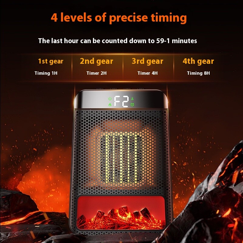 Portable fan heater 1500W, ECO, PTC fast heating, 3D flame effect | eBay