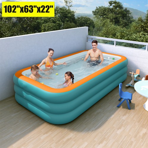 102" x 63" x 22" Family Full-Sized Inflatable Swimming Pool Durable ...