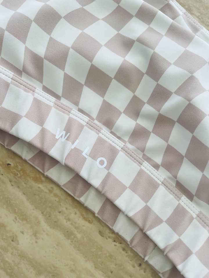 WILO The Label Sports Bra Wave Checker Print Cream Tan Women's Size ...