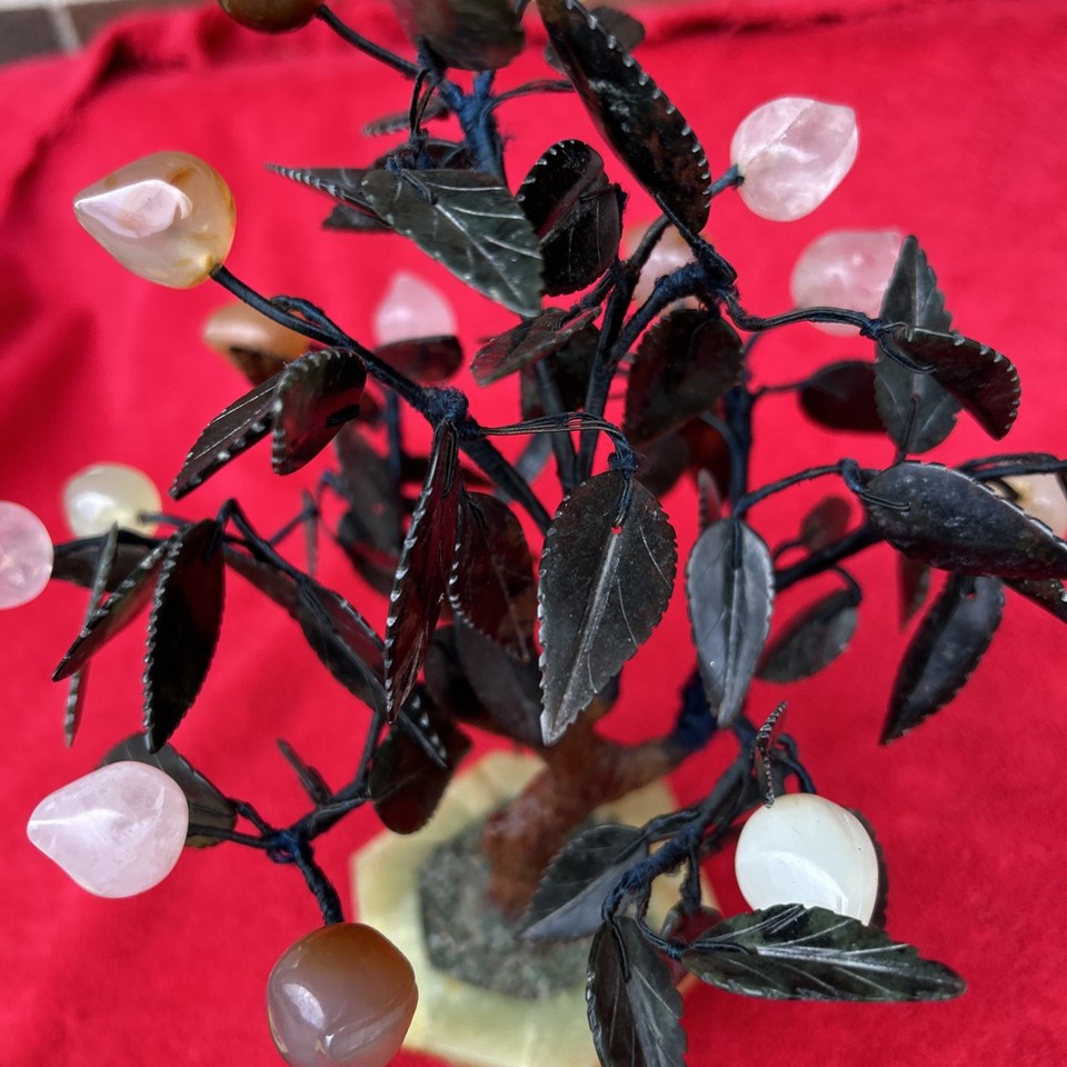 JADE STONE 10 inches high by 8" wide BLOSSOM FRUIT BUD BONSAI TREE ...