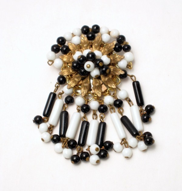 VINTAGE MIRIAM HASKELL FRANK HESS DESIGN BLACK & WHIT… - Gem