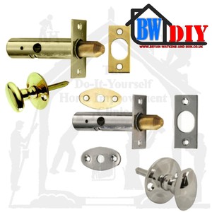 Brass or Chrome Oval Thumb Turn with Security Rack Bolt /Star Door Lock ...