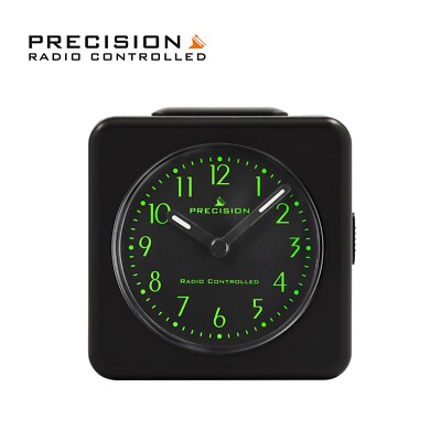 Precision Radio Controlled Analogue Crescendo Table Alarm Clock Black ...