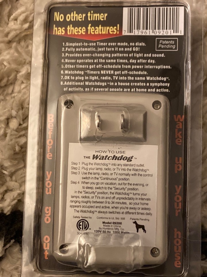 Watchdog House Sitter Automatic Light Timer Home Security Model 09200 ...