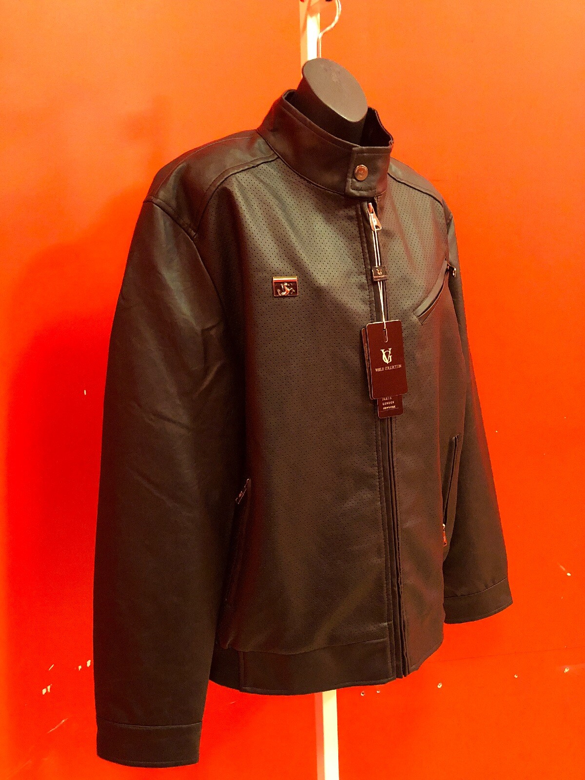 VG World Collection Men's LEATHER Jacket Black color US Size Large New ...