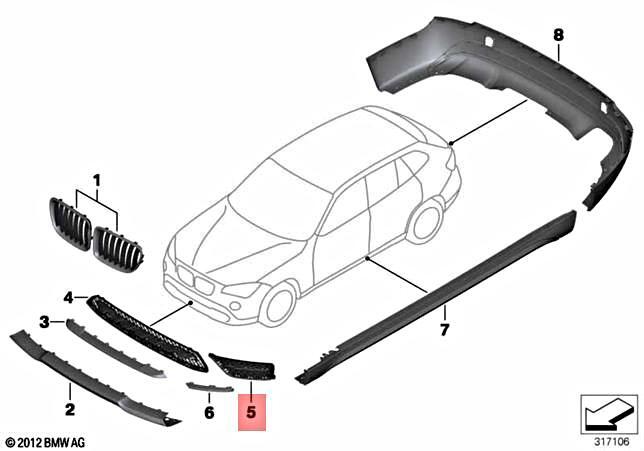 Genuine BMW X1 E84 Sportline Front Bumper Grid Grille Right OEM ...