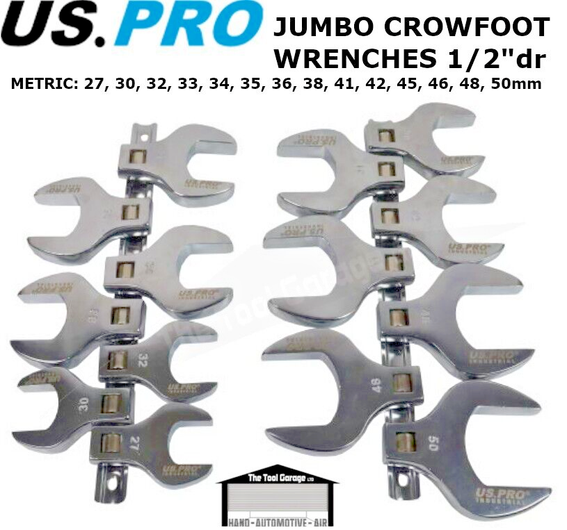 US PRO INDUSTRIAL 14pc 1/2" Dr Jumbo Metric Crow foot Wrench Set ...