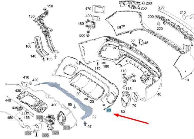Mercedes-Benz GLB X247 Rear Bumper Cover Bottom Trim A2478859000 ...
