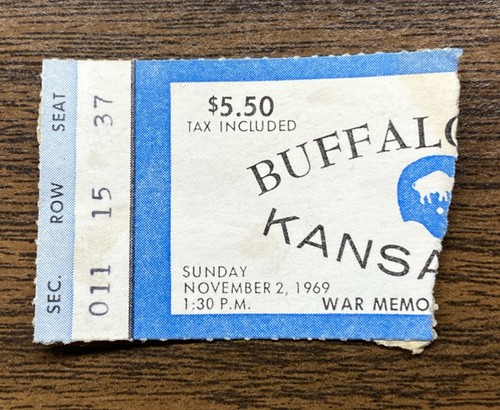 RARE BLUE VARIATION 1969 AFL Buffalo Bills Ticket Stub vs Kansas City ...