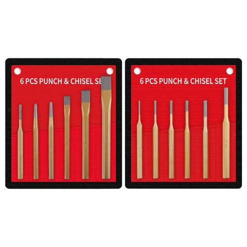 6Pcs Cold Chisel Set Centering Pin and Chisel Tool Punching Percussion ...