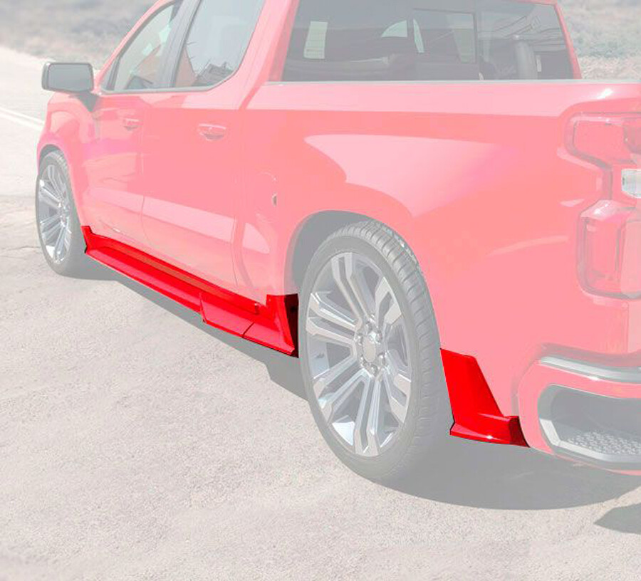 Fits 19-21 Silverado Crew Cab Air Design Ground Effects Kit Satin Black ...