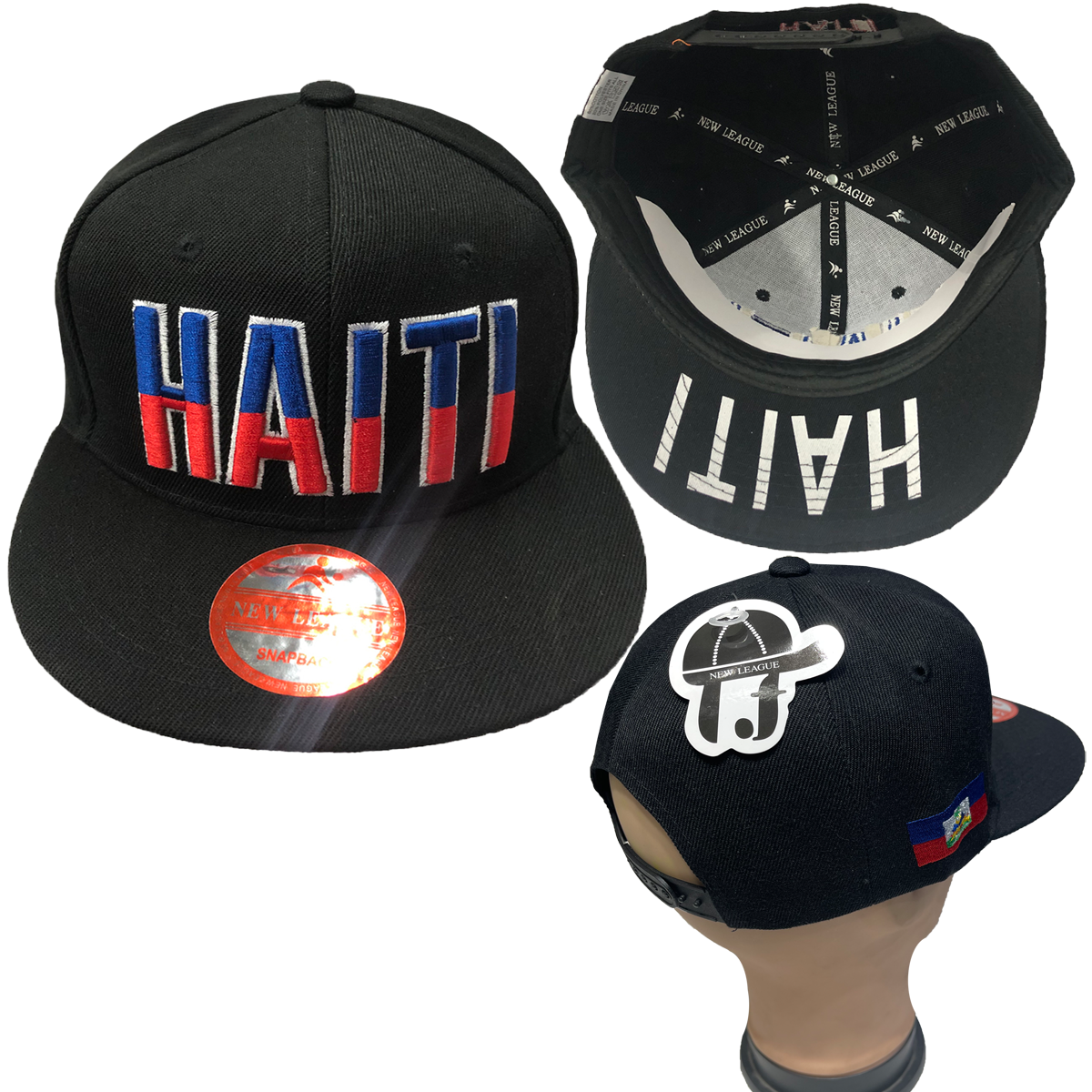 HAITI FLAG Hip Hop 3D Embroidered Snapback Cap Adjustable Baseball Hats ...