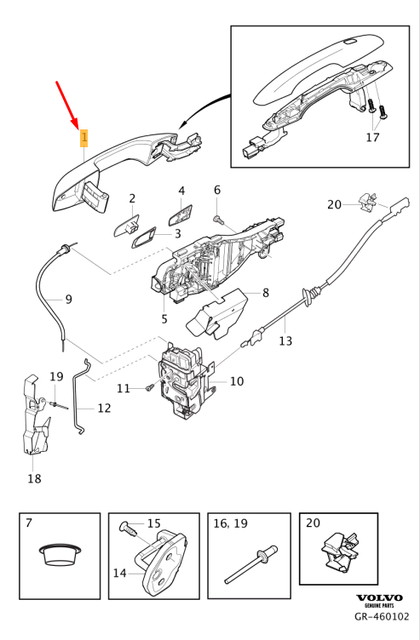 2018 Volvo Xc40 LHD Rear Right Side Exterior Door Handle 39849155 for ...