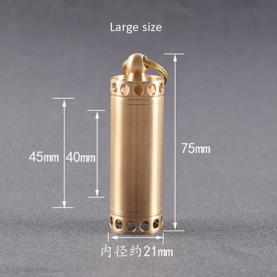 Brass Pill Storage Case Holder Keychain EDC Box Medicine Capsule ...