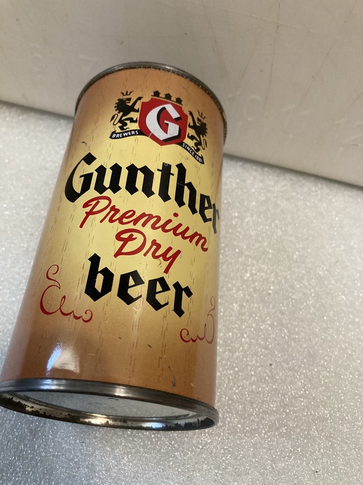 GUNTHER BREWING PREMIUM DRY BEER 12OZ FLAT TOP BEER CAN. No Lid/Cup ...
