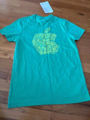 Nwt Official Apple Youth M 8 10 T Shirt Apple Camp Green/Yellow Boys ...