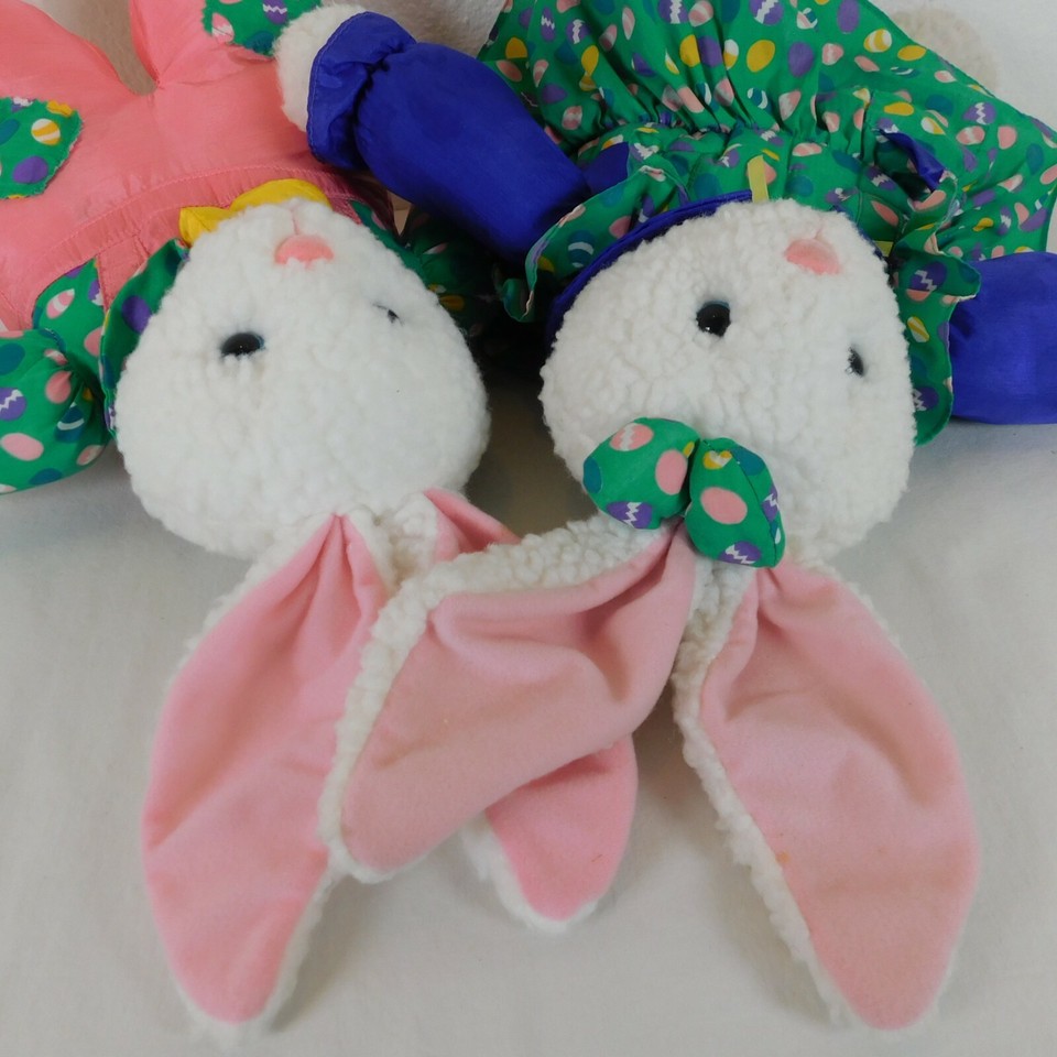 2 International Silver Part Nylon Bunny Rabbit Stuffed Animal Plush ...